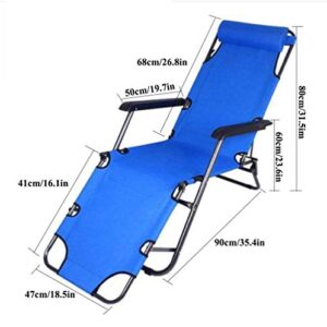 Patio Lounge Chair, Foldable Outdoor Beach Lounge Chairs Reclining Sun Pool Lawn Chaise with Pillow for Camping Patio Lawn (Blue)