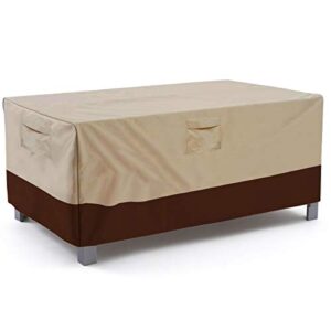 vailge veranda rectangular/oval patio table cover, heavy duty and waterproof outdoor lawn patio furniture covers, large beige & brown