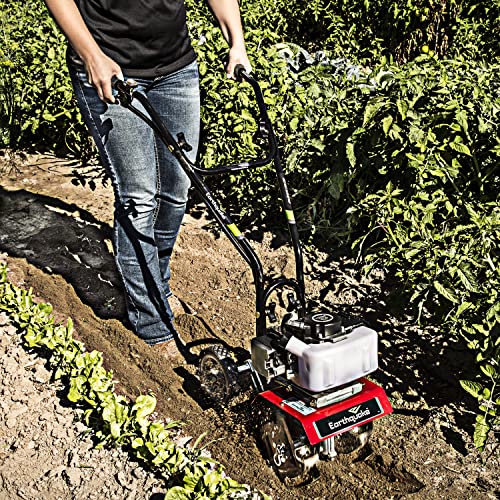 Earthquake 31635 MC33 Mini Tiller Cultivator, Powerful 33cc 2-Cycle Viper Engine, Gear Drive Transmission, Height Adjustable Wheels, 5 Year Warranty,Red