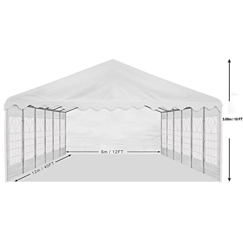 AMERICAN PHOENIX Party Tent 40x20 Heavy Duty Large White Commercial Fair Shelter Wedding Events Canopy Tent (White, 20x40)