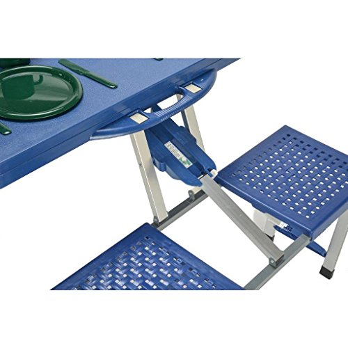 Trademark Innovations Portable Folding Picnic Table with 4 Seats, Blue