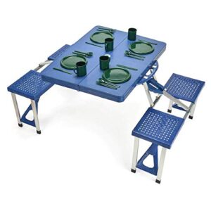 Trademark Innovations Portable Folding Picnic Table with 4 Seats, Blue