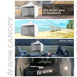 OUTFINE Canopy 10x10 Pop Up Commercial Canopy Tent with 3 Side Walls Instant Shade, Bonus Upgrade Roller Bag, 4 Weight Bags, Stakes and Ropes (White, 10*10FT)