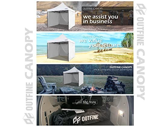 OUTFINE Canopy 10x10 Pop Up Commercial Canopy Tent with 3 Side Walls Instant Shade, Bonus Upgrade Roller Bag, 4 Weight Bags, Stakes and Ropes (White, 10*10FT)