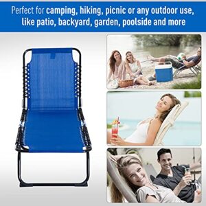 Outsunny Folding Chaise Lounge Pool Chairs, Outdoor Sun Tanning Chairs, Folding, Reclining Back, Steel Frame & Breathable Mesh for Beach, Yard, Patio, Dark Blue