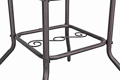 Garden Elements Sienna Metal Round Patio Glass Top Table, 40" (Brown)