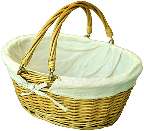 Wicker Picnic Baskets | Little Red Riding Hood Basket for Kids | Hand Woven Wicker Great for Easter Basket | Storage of Plastic Cheap Easter Eggs Candy Gift Wedding Baskets (White)