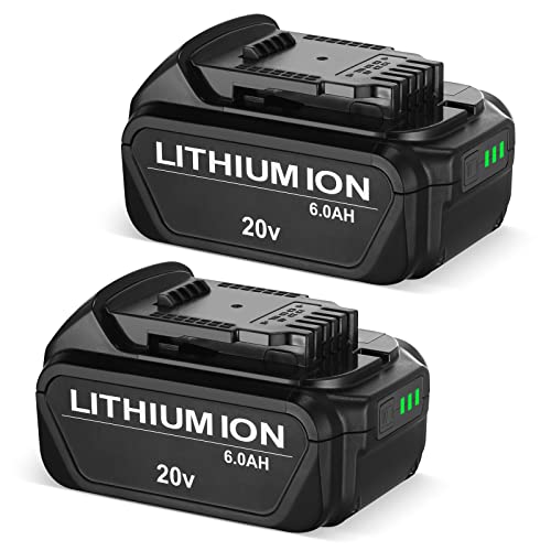 FirstPower Upgraded 6.0Ah DCB200 Battery DCB204 DCB206 - Compatible with Dewalt 20V Battery Cordless Power Tools Li-ion 2 Pack