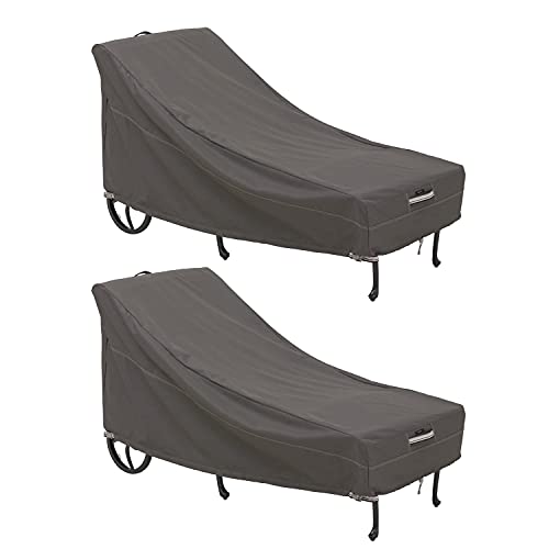 Classic Accessories Ravenna Water-Resistant 86 Inch Patio Chaise Lounge Chair Cover, 2-Pack, Patio Furniture Covers