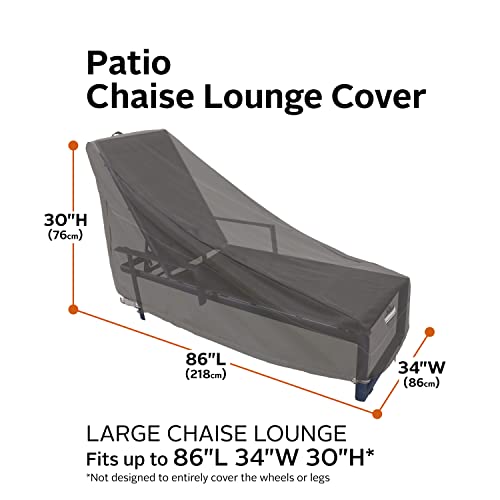 Classic Accessories Ravenna Water-Resistant 86 Inch Patio Chaise Lounge Chair Cover, 2-Pack, Patio Furniture Covers