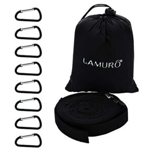 LAMURO Campsite or Garden Supplies Storage Strap with 8 Hooks | Hanging Your Camping Gear from a Tree | Vertical or Horizontal Organizer