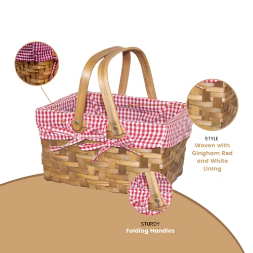 Vintiquewise(TM) Rectangular Basket Lined with Gingham Lining, Small