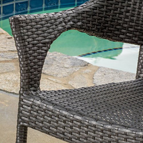 Christopher Knight Home Cliff Outdoor Wicker Chairs, 2-Pcs Set, Grey