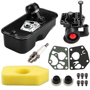 795477 carburetor + 494406 fuel tank + 698369 air filter kit compatible with briggs and stratton 498809 498809a 795469 794147 699660 794161 498811 engine carburetor by liyyoo