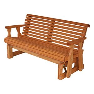 amish heavy duty 800 lb roll back pressure treated porch glider (5 foot, cedar stain)