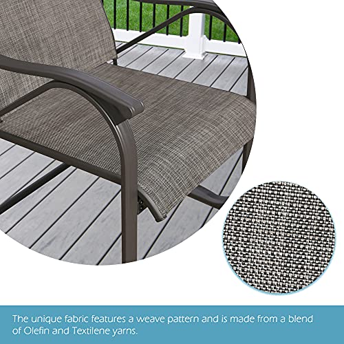 PEAK HOME FURNISHINGS Patio C Spring Motion Dining Chairs Armchair Outdoor Mesh Fabric Rocking Chairs with High Back, Set of 2