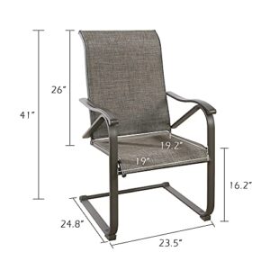 PEAK HOME FURNISHINGS Patio C Spring Motion Dining Chairs Armchair Outdoor Mesh Fabric Rocking Chairs with High Back, Set of 2