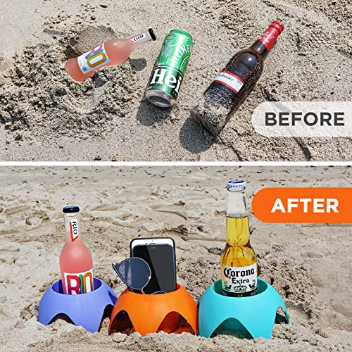 Beach Vacation Essentials Accessories - Beach Drink Cup Holder Sand Coasters, Beach Trip Must Haves Sand Cup Holders for Women Adults Family Friends(Multicolor, 7 Pack)