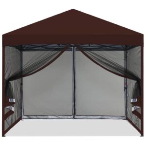 MASTERCANOPY Pop-Up Easy Setup Outdoor Canopy with Netting Screen Walls (8x8, Brown)