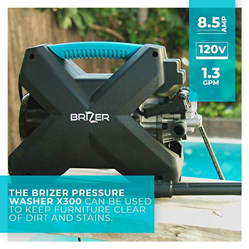 BRIZER X100 - Compact Electric Pressure Washer 1600 PSI/1.6 GPM Power Washer with Spray Gun- 25ft High Pressure Hose and Reel – Light Weight and Portable