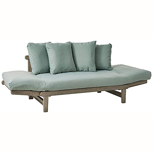 Cambridge Casual West Lake Outdoor Convertible Sofa Daybed, Solid Wood, Weathered Gray/Blue Spruce Cushion