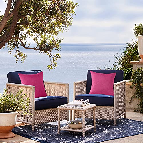 OTOSTAR Pack of 2 Outdoor Waterproof Throw Pillow Covers 18x18 Inch Garden Decorative Pillow Covers Square Outdoor Pillowcases Patio Cushion Case Pillows for Couch Tent Sofa Balcony Decor (Hot Pink)