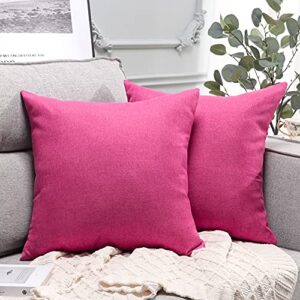 OTOSTAR Pack of 2 Outdoor Waterproof Throw Pillow Covers 18x18 Inch Garden Decorative Pillow Covers Square Outdoor Pillowcases Patio Cushion Case Pillows for Couch Tent Sofa Balcony Decor (Hot Pink)