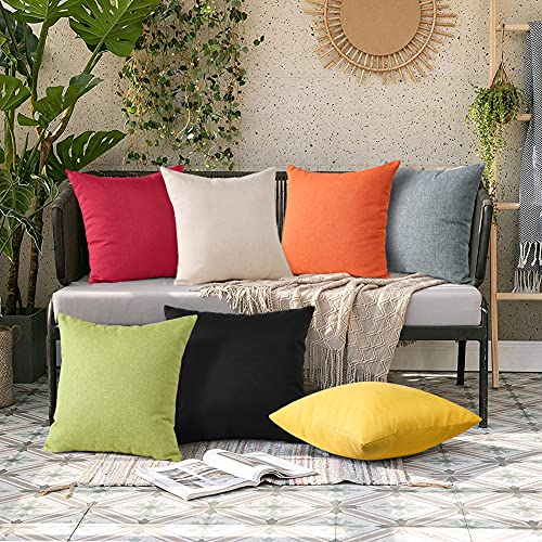 OTOSTAR Pack of 2 Outdoor Waterproof Throw Pillow Covers 18x18 Inch Garden Decorative Pillow Covers Square Outdoor Pillowcases Patio Cushion Case Pillows for Couch Tent Sofa Balcony Decor (Hot Pink)