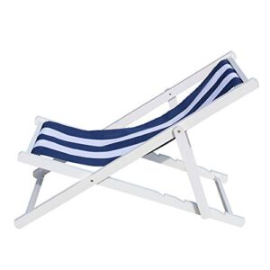 Outdoor Folding Chairs, Adjustable Populus Wood Patio Sling Chairs Outdoor, Folding Sling Lounge Chairs for Outside, with Broad Blue Stripe