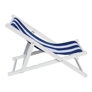 Outdoor Folding Chairs, Adjustable Populus Wood Patio Sling Chairs Outdoor, Folding Sling Lounge Chairs for Outside, with Broad Blue Stripe