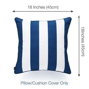 Hofdeco Outdoor Patio Decorative Throw Pillow Cover Weather Water Resistant Canvas Navy Blue Stripes 18"x18" Set of 2