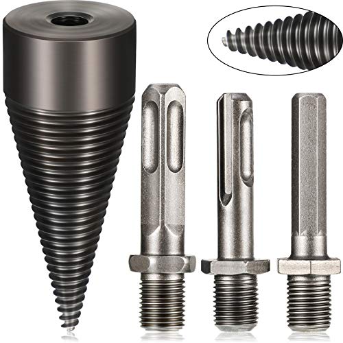 3 Pieces 42 mm Wood Splitting Drill Bit Black Metal Drill Screw Cone Driver Firewood Log Splitter Drill Bit Set Electric Wood Chopping Tool for Household Electric Drill Cutting Holes