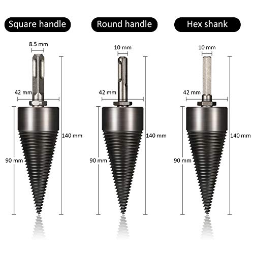 3 Pieces 42 mm Wood Splitting Drill Bit Black Metal Drill Screw Cone Driver Firewood Log Splitter Drill Bit Set Electric Wood Chopping Tool for Household Electric Drill Cutting Holes