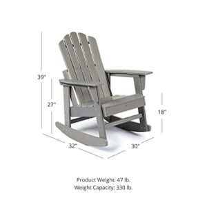 TITAN GREAT OUTDOORS Everwood Hilltop Platinum Grey Curve Back Poly Adirondack Rocking Chair