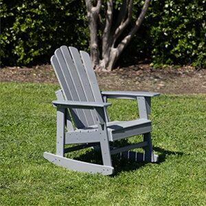 TITAN GREAT OUTDOORS Everwood Hilltop Platinum Grey Curve Back Poly Adirondack Rocking Chair