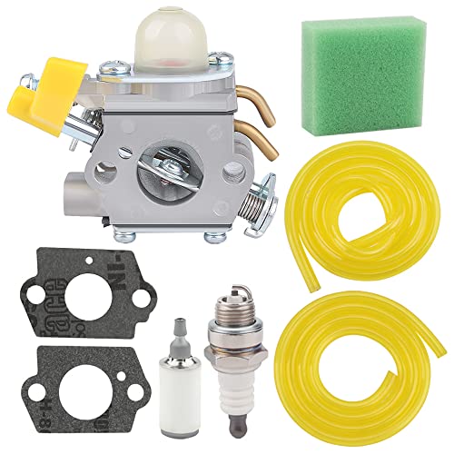 Powtol CS30 Carburetor fits Homelite Ryobi SS30 BC30 PC30 TP30 985624001 985308001 3074504 25cc 30cc String Trimmer Brushcutter Replace 308054003 C1U-H60 308054013 with Air Filter Tune Up Kit