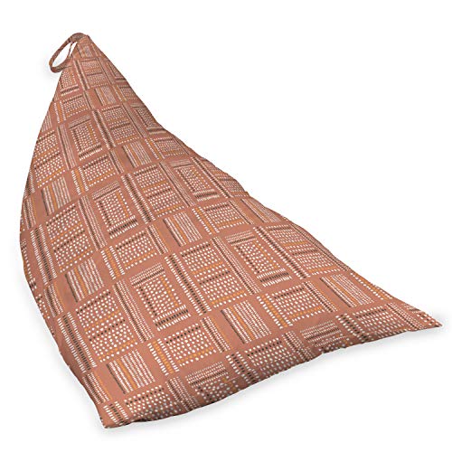 Ambesonne Tribal Lounger Chair Bag, Hand Drawn Look Marks and Strokes Terracotta Color Palette Pattern, High Capacity Storage with Handle Container, Lounger Size, Pale Rust Grey and White