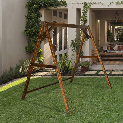 Outvita Porch Swing Stand, 67" Wooden Swing Frame with Extra Bottom Connection Board and Stable A Frame for Patio, Porch, Backyard 600lbs Capacity