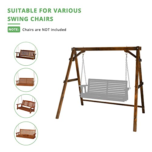 Outvita Porch Swing Stand, 67" Wooden Swing Frame with Extra Bottom Connection Board and Stable A Frame for Patio, Porch, Backyard 600lbs Capacity