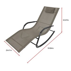 AGESISI Zero Gravity Rocking Chair - Patio Lounge Chair with Detachable Pillow Chaise Lounge Indoor Outdoor Rocking Recliner for Sunbathing Beach Yard Pool Lawn Indoor, Beige