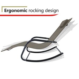 AGESISI Zero Gravity Rocking Chair - Patio Lounge Chair with Detachable Pillow Chaise Lounge Indoor Outdoor Rocking Recliner for Sunbathing Beach Yard Pool Lawn Indoor, Beige