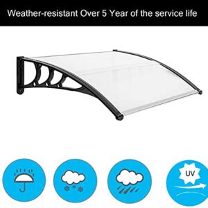 Choies 40" x 40" Window Awning Polycarbonate Door Canopy Cover Outdoor Patio Front Door Garden Awning Canopy UV Rain Snow Sunlight Protection One Piece Hollow Sheet (White)