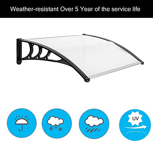 Choies 40" x 40" Window Awning Polycarbonate Door Canopy Cover Outdoor Patio Front Door Garden Awning Canopy UV Rain Snow Sunlight Protection One Piece Hollow Sheet (White)