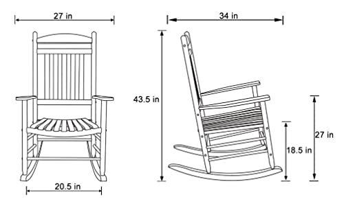 Shine Company 4331WT Maine Outdoor Patio Rocking Chair, White