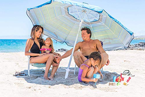 AMMSUN Beach Umbrella Sand Anchor Heavy Duty, Outdoor Umbrella Base with 5 Spiral Screw, Universa & One Size Fits All Beach Umbrella, Safe Umbrella Holder Stand Ideal for Strong Winds White