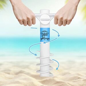 AMMSUN Beach Umbrella Sand Anchor Heavy Duty, Outdoor Umbrella Base with 5 Spiral Screw, Universa & One Size Fits All Beach Umbrella, Safe Umbrella Holder Stand Ideal for Strong Winds White