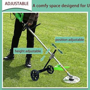 MUTOGLAVA Adjustable String Trimmer Support Wheel Attachment, 6inch Wheels Auxiliary Walk Behind String Trimmer with 26mm (1 Inch) Fixed Seat and 2 Silicone Pads for Weed Trimmer Grass Cutter Holder