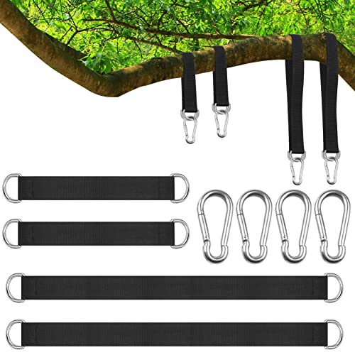 XonyiCos 4 PCS Short Straps Tree Swing Straps Hanging Kit, with Carabiners, Heavy Duty Suspension Kits for Gym Fitness Cable Machine Extension, Hanging Pulleys, Rings,Hammock Tree Straps