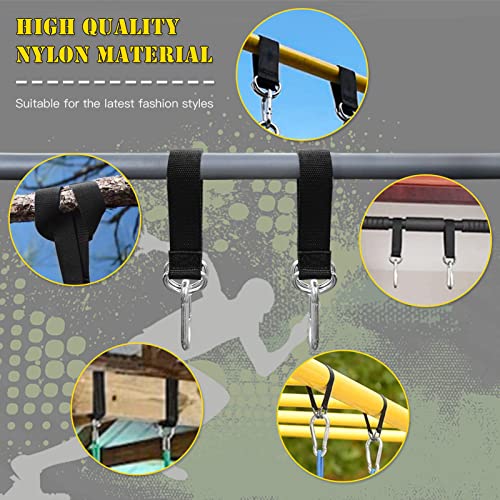 XonyiCos 4 PCS Short Straps Tree Swing Straps Hanging Kit, with Carabiners, Heavy Duty Suspension Kits for Gym Fitness Cable Machine Extension, Hanging Pulleys, Rings,Hammock Tree Straps