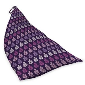 Lunarable Leaves Lounger Chair Bag, Leaves Composed of Scribble Lines in Dark Tones Illustration, High Capacity Storage with Handle Container, Lounger Size, Dark Purple Pale Fuchsia